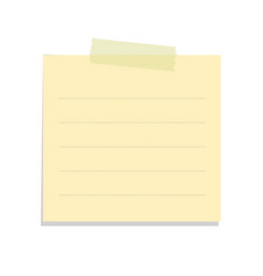 Yellow sticky note template taped office memo Vector Image