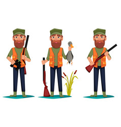 Characters of hunters cartoon Royalty Free Vector Image
