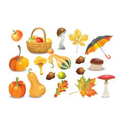 Autumn objects theme set 1 Royalty Free Vector Image