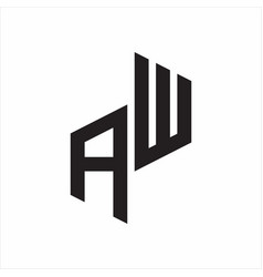 Aw logo monogram with shield line and 3 arrows Vector Image