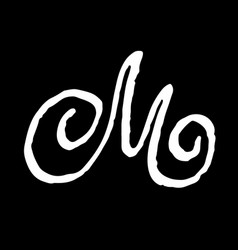 Hand painted letter m dry brush modern lettering Vector Image