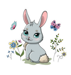 Rabbit is playing together in garden Royalty Free Vector