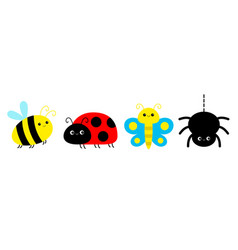 Insect icon set lady bug mosquito butterfly bee Vector Image