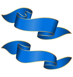 Blue ribbon banner satin glossy bow blank design Vector Image