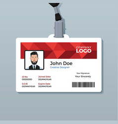 Modern red id card template Royalty Free Vector Image