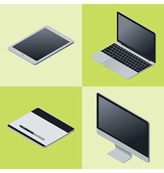 Isometric gadgets mock up set realistic laptop Vector Image
