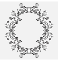 Round frame with spring flowers detailed vintage Vector Image