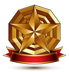 Heraldic golden symbol with stylized pentagonal Vector Image