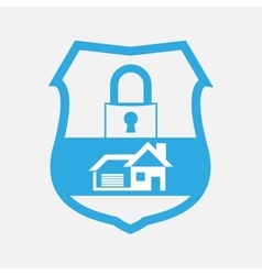 Building home security button shadow Royalty Free Vector
