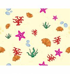 Shells and starfishes on sand background Vector Image