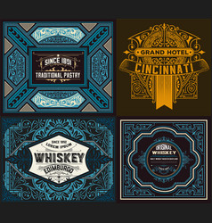 Vintage set retro cards template greeting card Vector Image