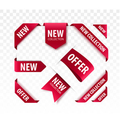 New stickers modern labels and corner red Vector Image