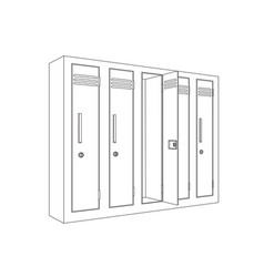 Lockers outline drawing Royalty Free Vector Image