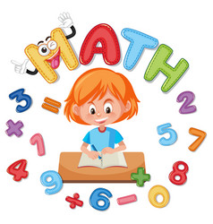 Mathematics logo with girl in many movements Vector Image