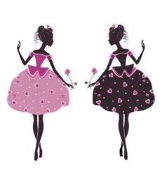 Five cute princesses Royalty Free Vector Image