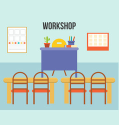 School classroom with furniture empty no people Vector Image