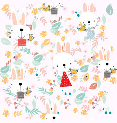 Cute rabbit cartoon seamless pattern Royalty Free Vector