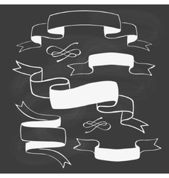 Chalkboard banner and ribbon design set Royalty Free Vector