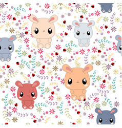 Cute rabbit cartoon seamless pattern Royalty Free Vector