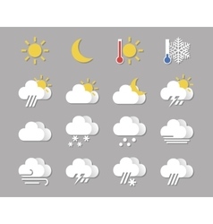 Weather icon set meteo symbols pictures Royalty Free Vector