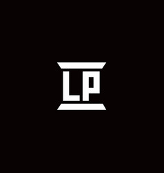 Lp logo with triangle shape and circle Royalty Free Vector