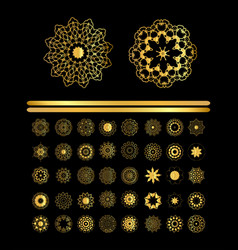 Golden ancient greek round frame ornament set Vector Image