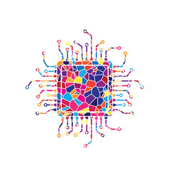 Cpu microprocessor sticker style icon Royalty Free Vector