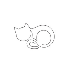One continuous line drawing simple cute cat Vector Image