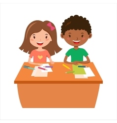 Kids having science lessons Royalty Free Vector Image