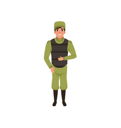 Cartoon soldier in blue uniform Royalty Free Vector Image
