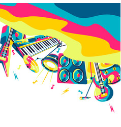 Background with musical instruments in flat design