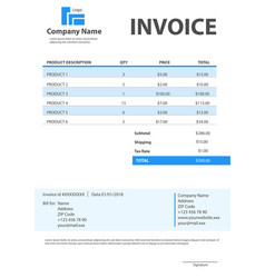 Quotation invoice template paper bill form Vector Image