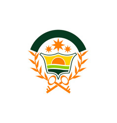 Leaf ribbon shield template blank Royalty Free Vector Image