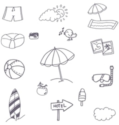 Beach summer doodle collection Royalty Free Vector Image