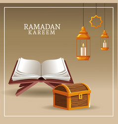 Ramadan kareem with waning moon and islamic art Vector Image