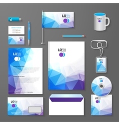 Professional blue branding design kit with cubes Vector Image