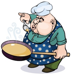 Little chef cartoon with frying pan Royalty Free Vector