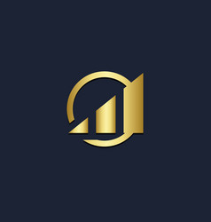 Gold arrow chart business finance logo Royalty Free Vector