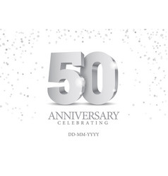 Silver glitter alphabet numbers 6 with shadow Vector Image