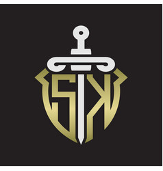 Sk logo monogram triple ribbon style line design Vector Image