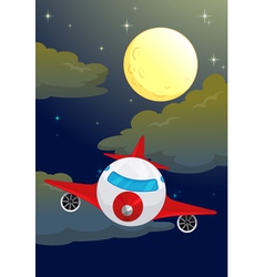 Flying ufo over night landscape Royalty Free Vector Image