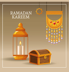Ramadan kareem with waning moon and islamic art Vector Image