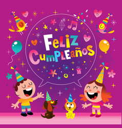 Feliz cumpleanos - happy birthday in spanish text Vector Image