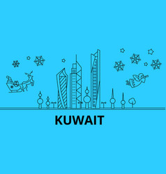 Kuwait city skyline buildings streets Royalty Free Vector