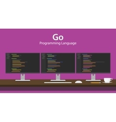 Basic programming language on the laptop Vector Image