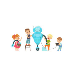Smart robot icon outline Royalty Free Vector Image