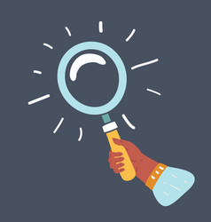 Blue background with magnifier Royalty Free Vector Image