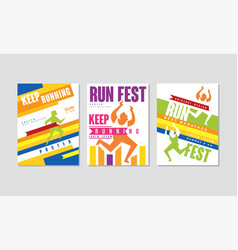 Run fest posters set sport and competition Vector Image