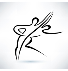 Dancing woman - black outline Royalty Free Vector Image