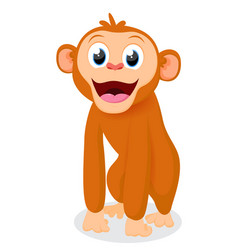 Funny monkey walking cartoon character sticker Vector Image
